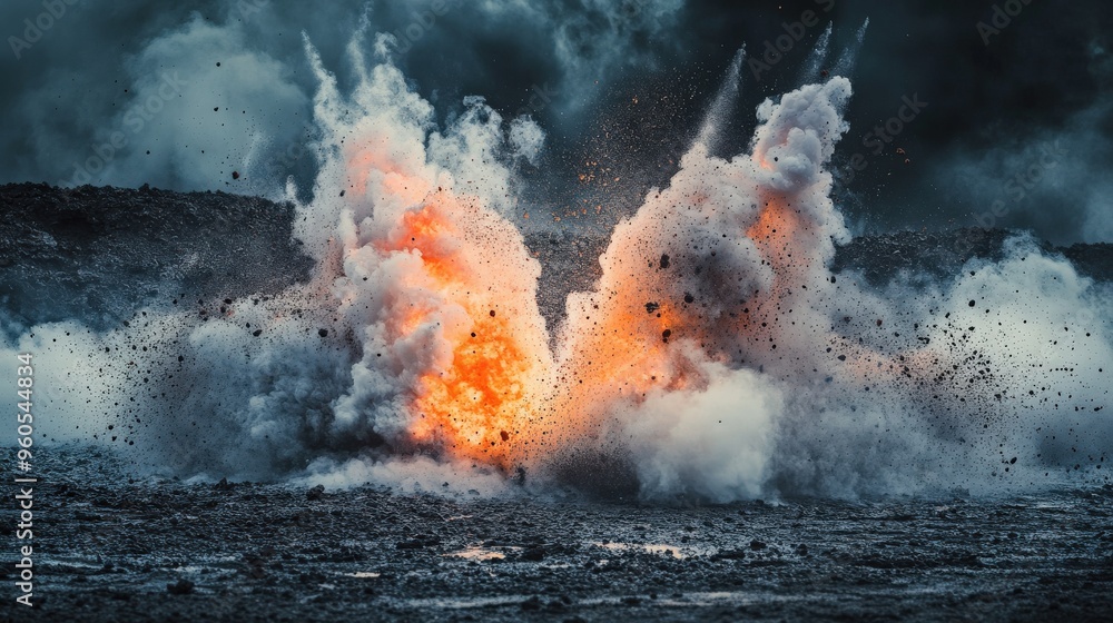 A chemical spill causes a dramatic explosion, sending up clouds of ...