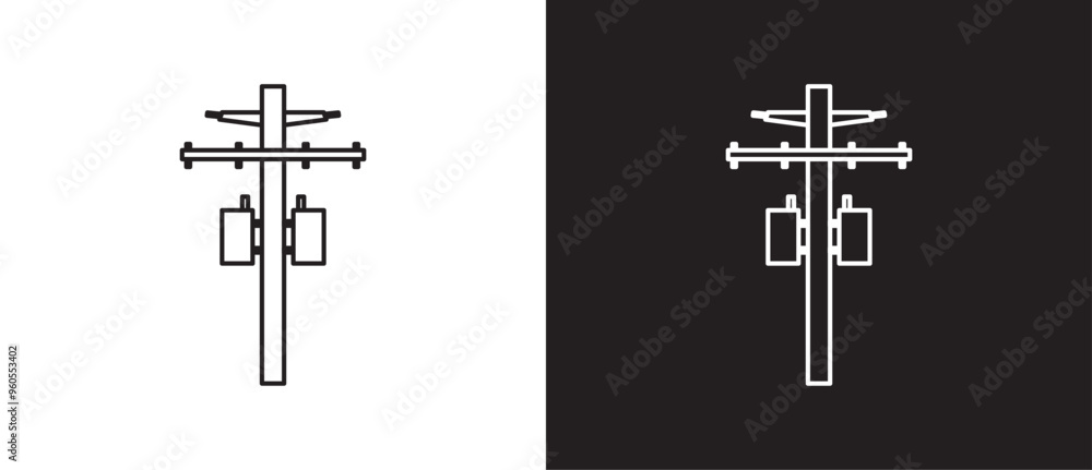 Simple high voltage power line Pole icon, High electricity tower line ...