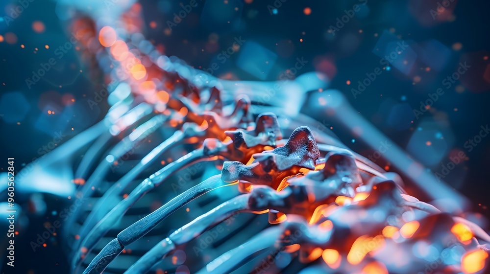 Anatomical, biological wireframe landing page template. 3d spine ...