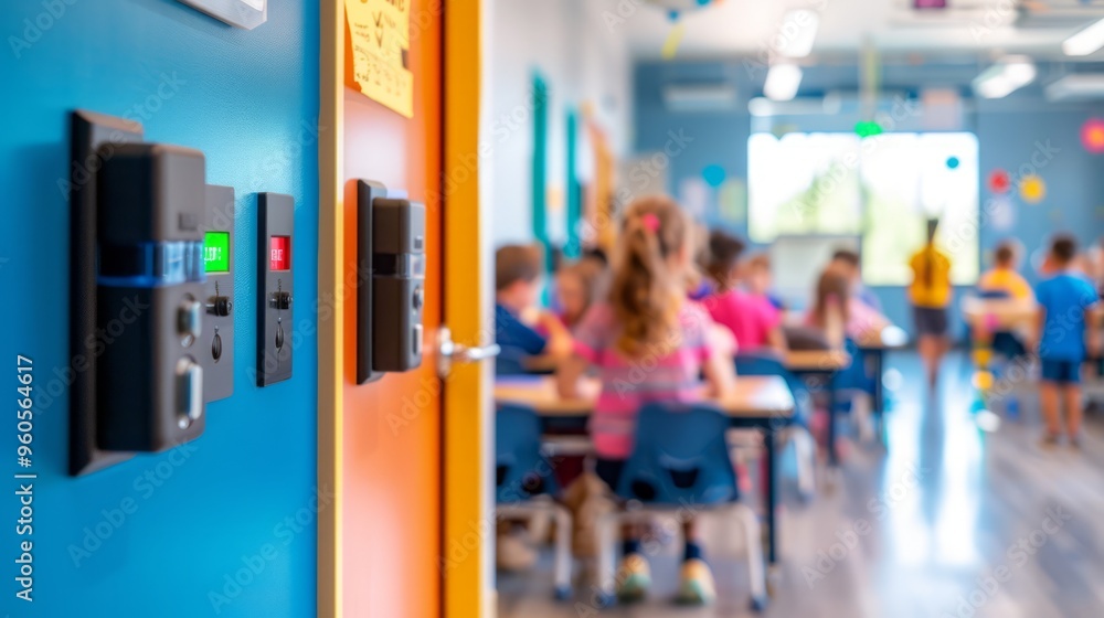 A classroom equipped with state-of-the-art security features, including ...