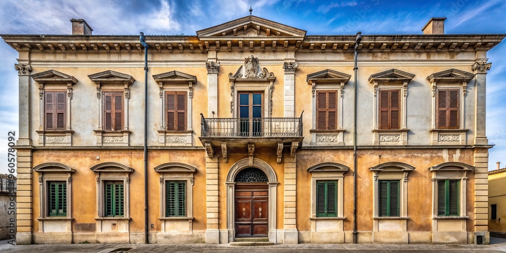 Characteristic and ancient facade of a symmetrical building in Aversa ...