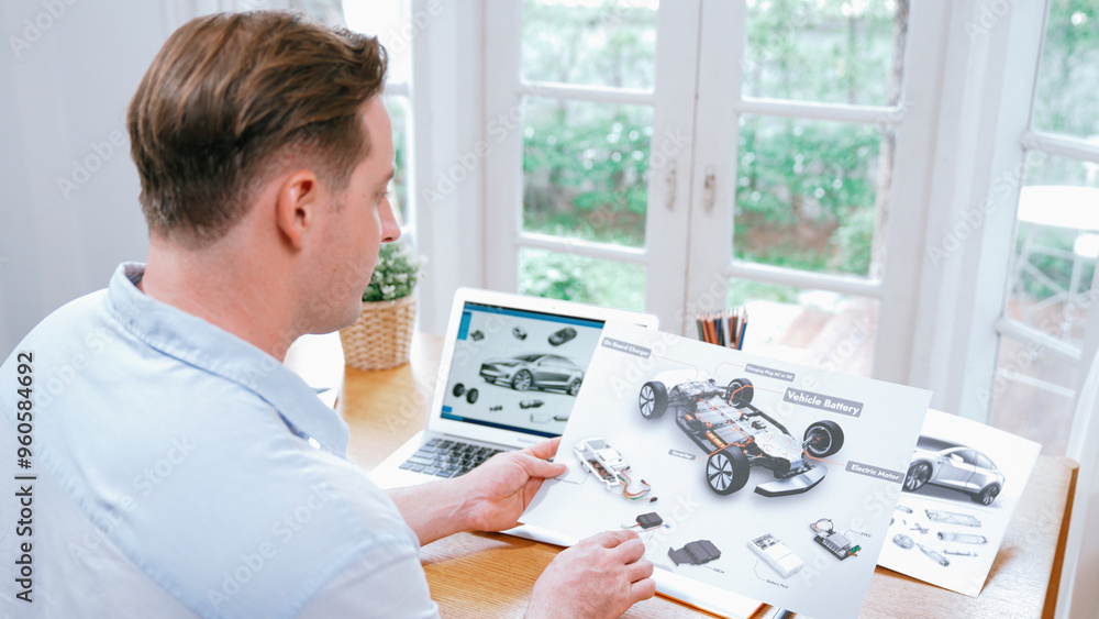 Car design engineer analyze car prototype for automobile business at ...