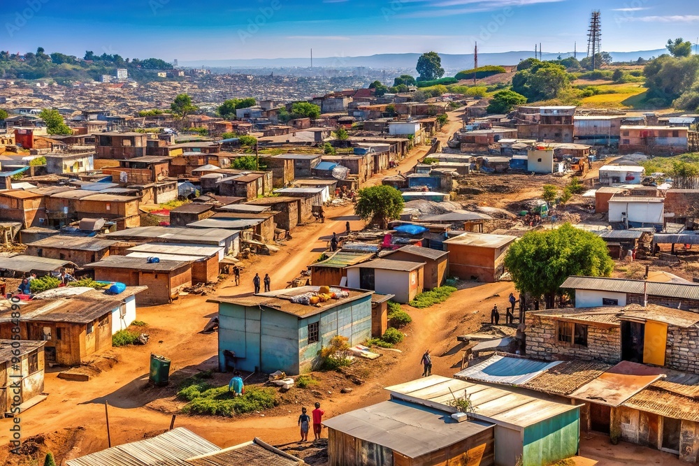 Everyday life in an African township housing the poorest of the African ...