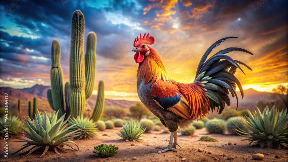 animal, nature photography, A majestic rooster stands proudly in a ...