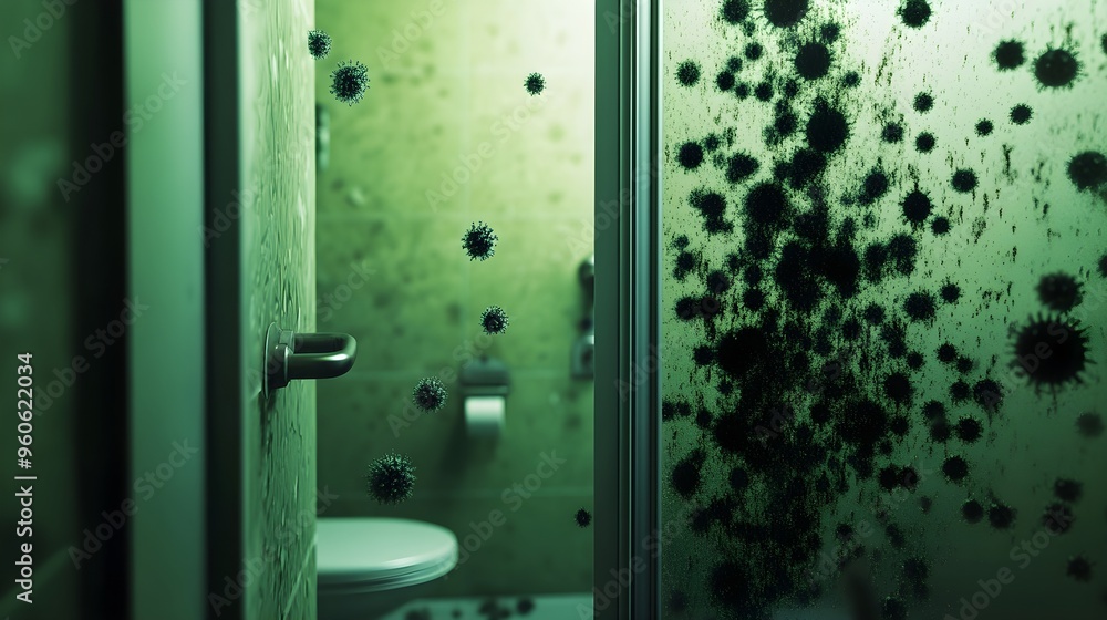 Bacterial colonies on bathroom door frames,germs, bathroom,showing ...