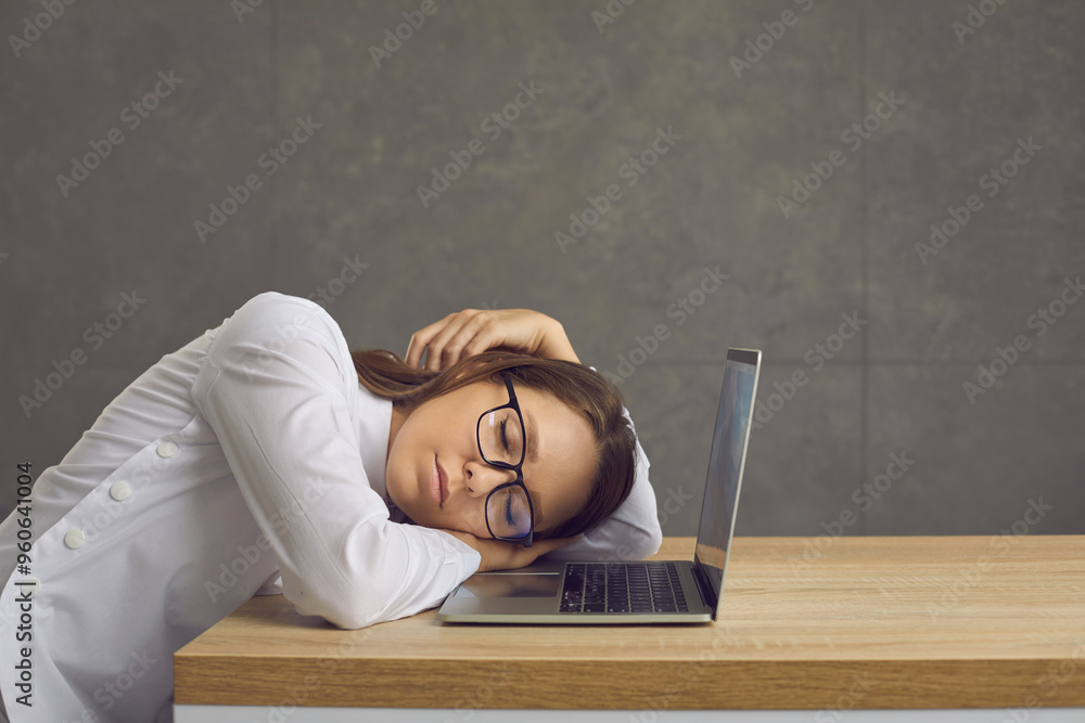 Tired office lady, secretary, bored intern, fatigued professional ...