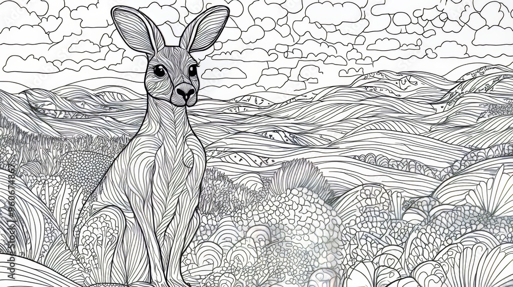 Animal illustration of the kangaroo in Australia, wildlife and nature ...