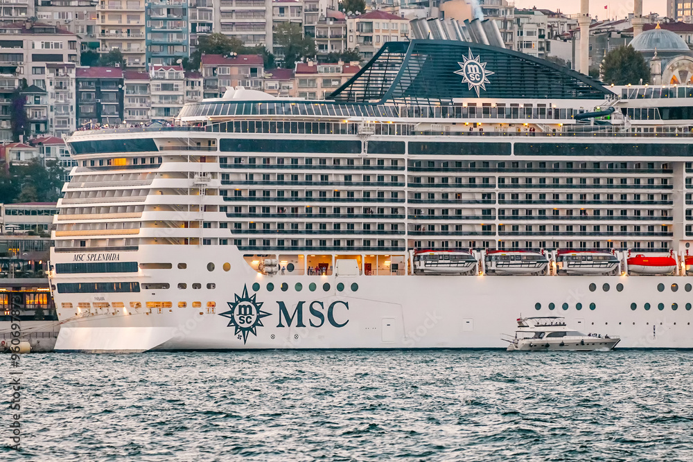 10 July 2024, Istanbul, Turkey: The luxurious MSC Splendida cruise ship ...