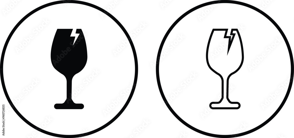 Packaging Sticker fragile handle with care icons set. warning label ...