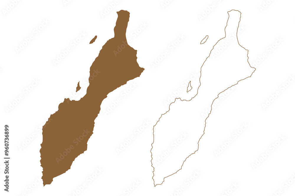 Masirah Island (Sultanate of Oman, Indian Ocean) map vector ...
