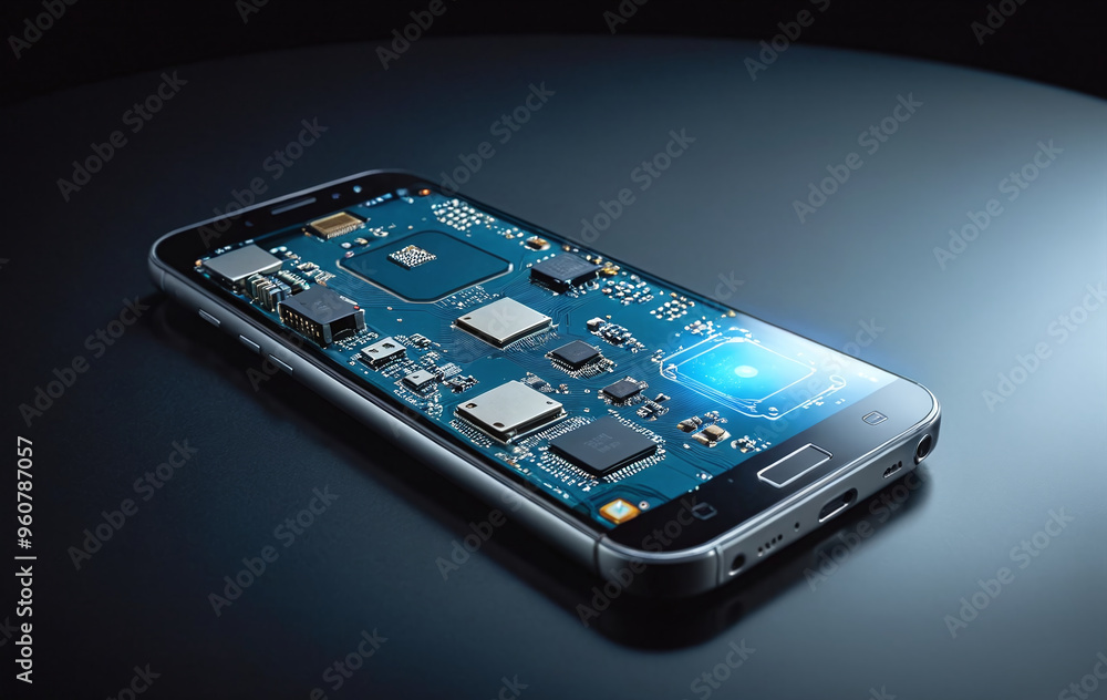 Illustrative fictional representation of a transparent cell phone shows ...