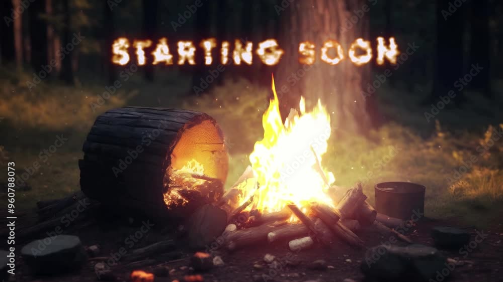 Starting Soon ANIMATED Virtual Background | Cosy Campfire at Night with ...