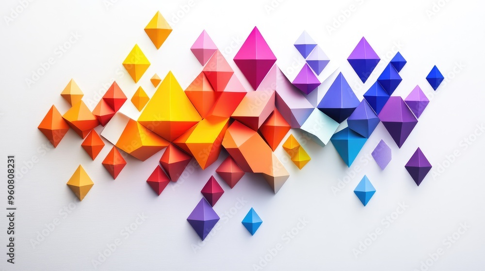 Colorful geometric shapes including triangles and hexagons, arranged in ...