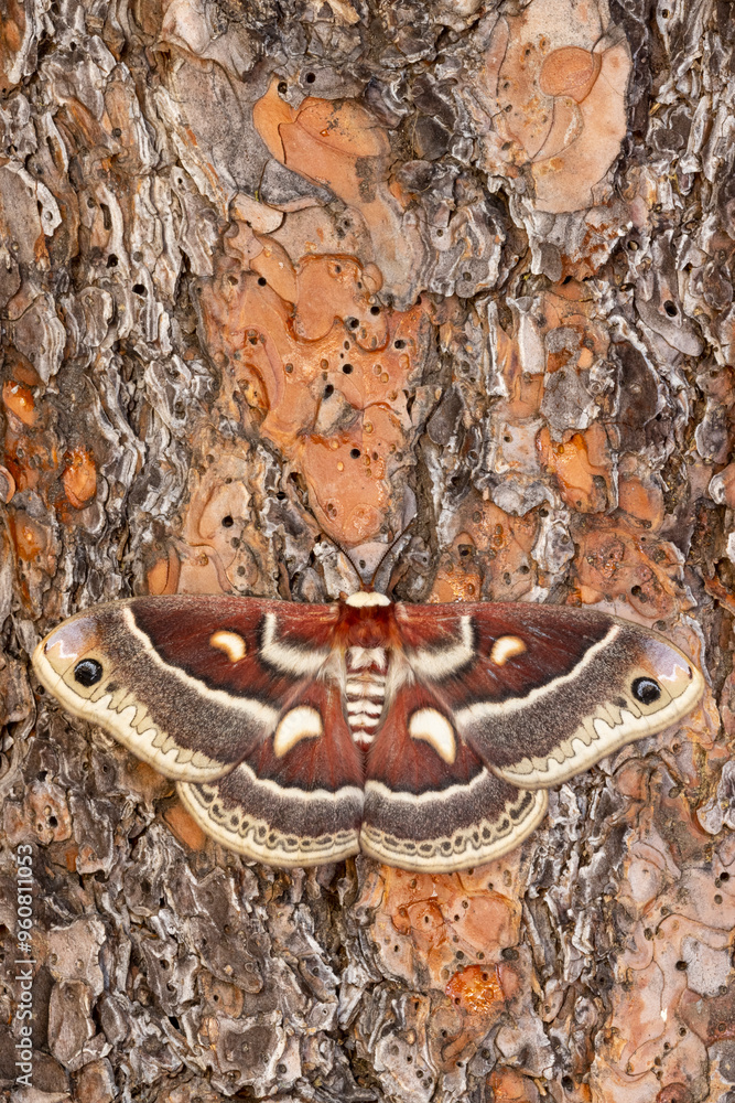 USA, Washington State, Sammamish. Silk moth, Hyalophora Columbia female ...