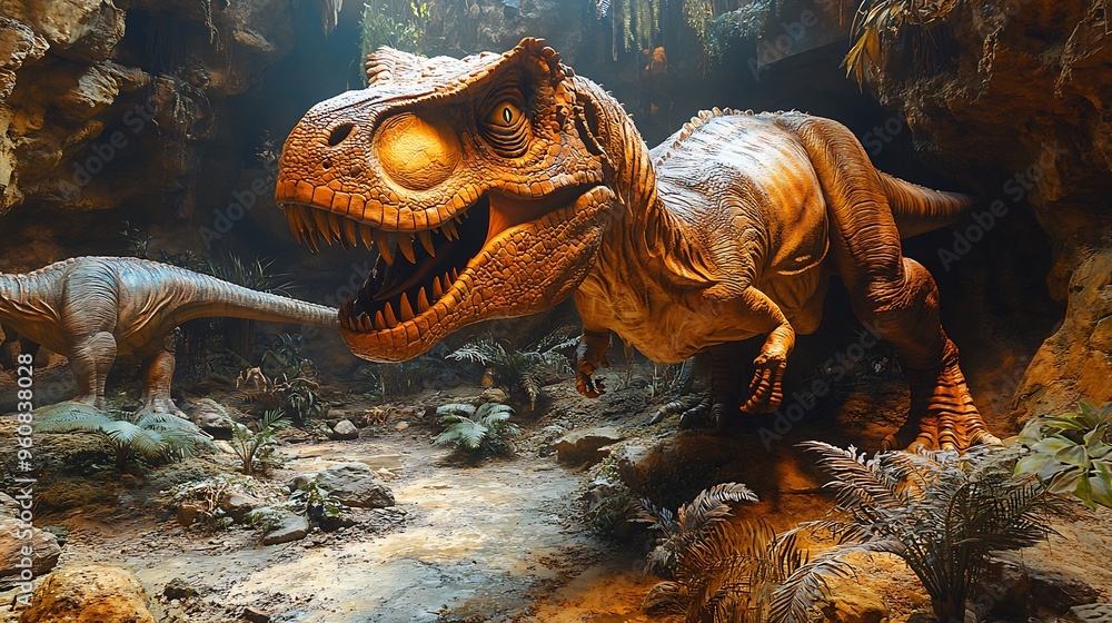 Immersive augmented reality experience of a prehistoric era showing ...