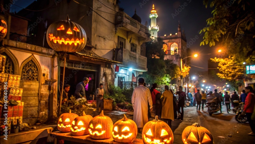 Halloween in India Holiday Pumpkin ghost witch candy mask black cat ...