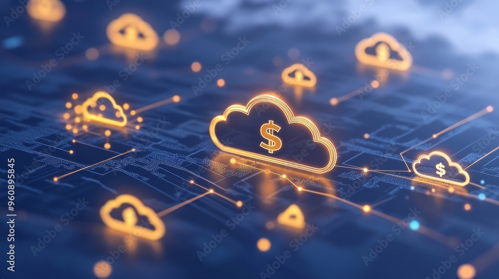 Flowchart Illustrating Pathways to Cost Efficiency in Cloud Computing with Dollar Signs Stock ...