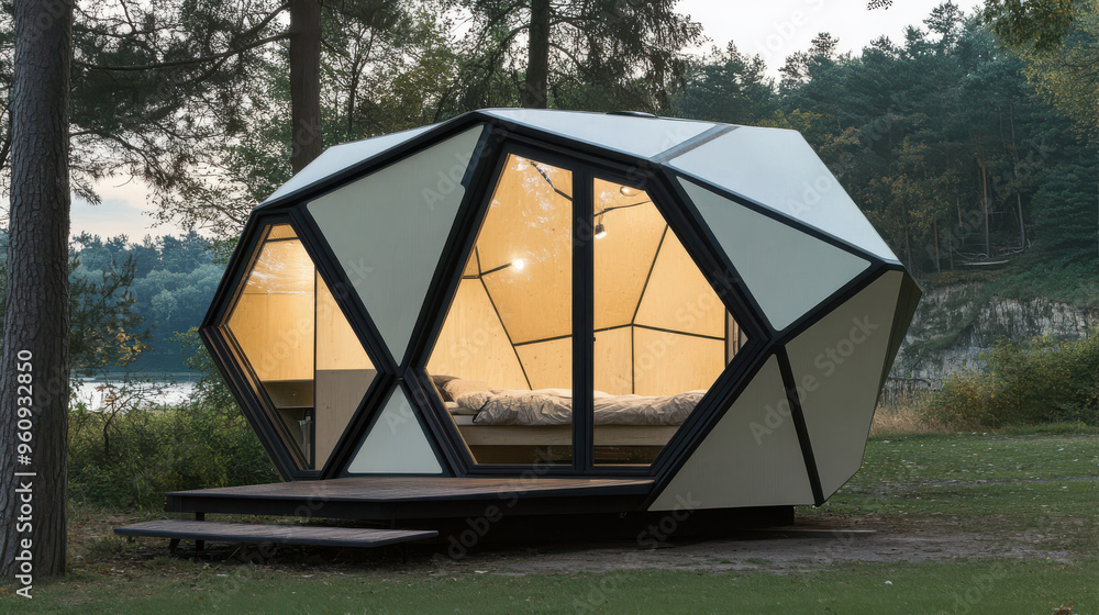 Foto de Cubic camping pod with overlapping lines and varied shapes ...