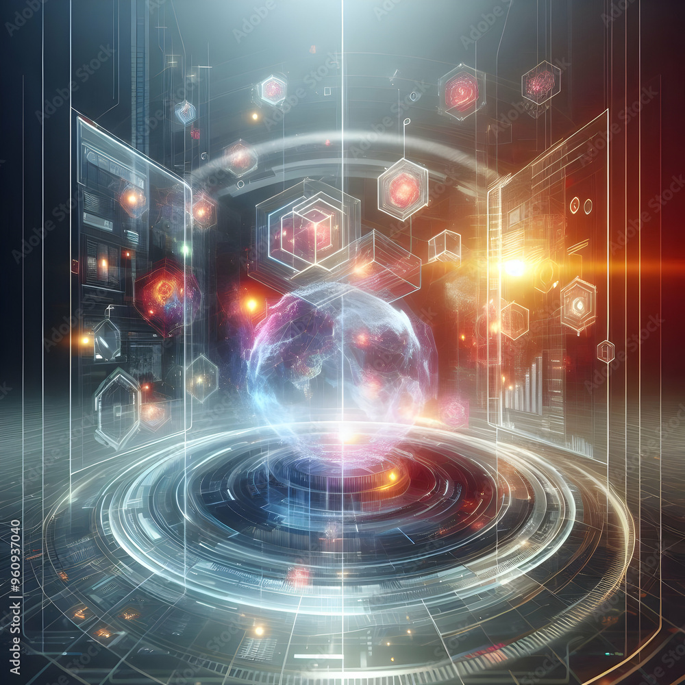 Advanced Holographic Interface with Futuristic 3D Data Visuals ...