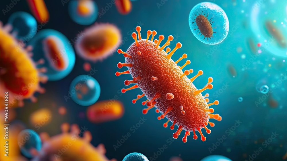 Microscopic World on Spoiled Food: Conceptual 4K Image of Bacterial ...