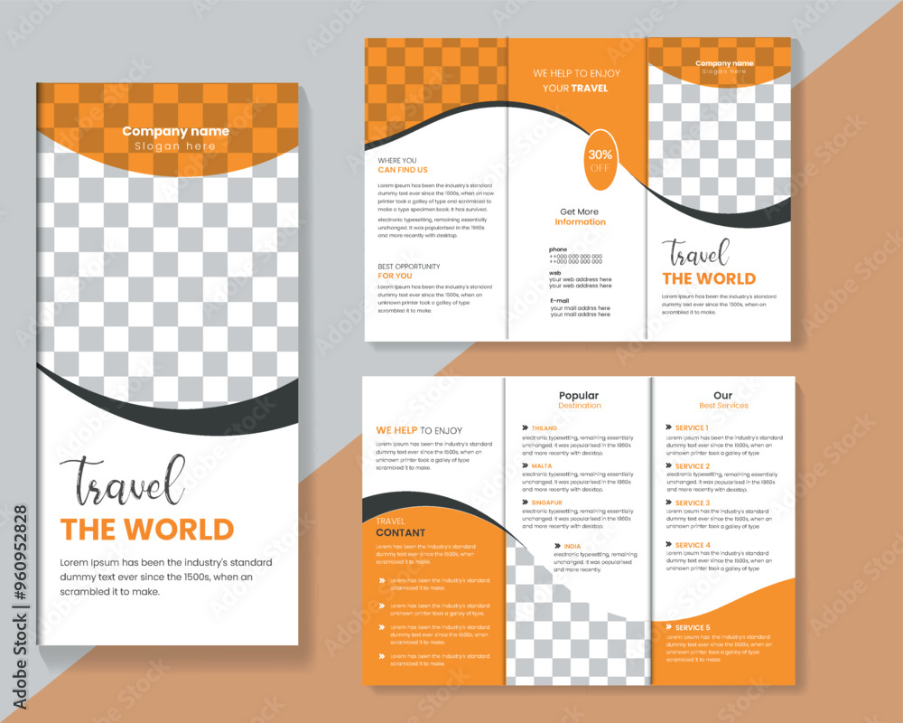 Poster Travel agency tri fold brochure Design Tri fold travel brochure ...