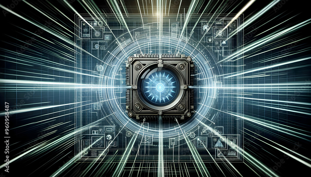 Modern Smart Grid Border Design with Energy Lines and Copy Space for ...