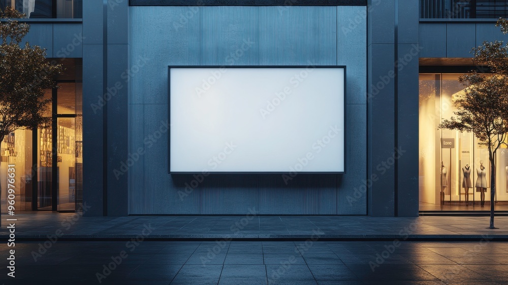 Blank rectangular store signage design mockup isolated, glossy plastic ...