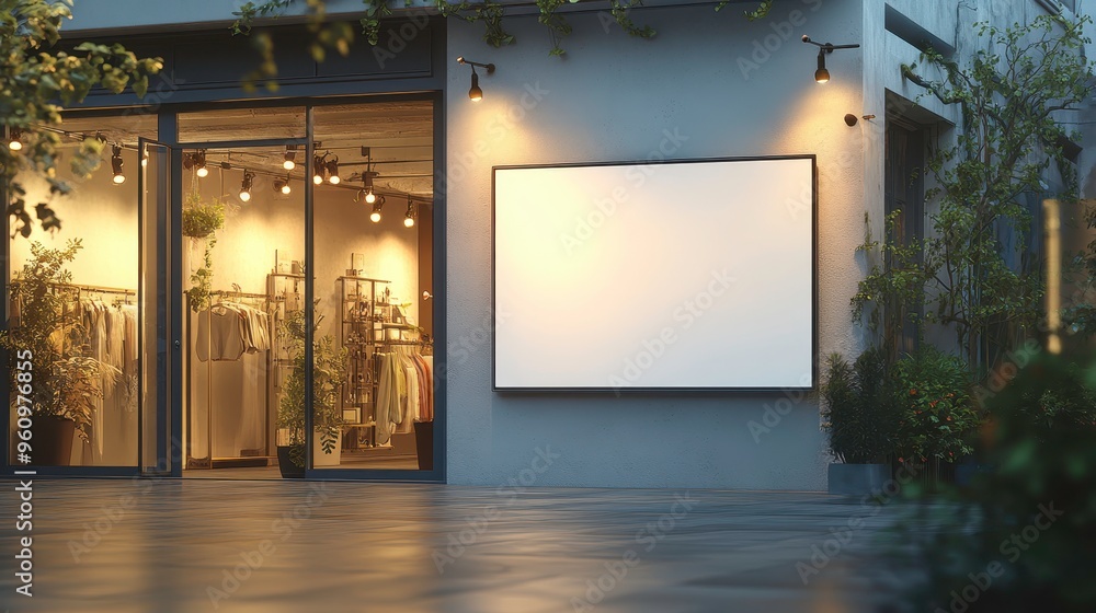 Blank rectangular store signage design mockup isolated, glossy plastic ...