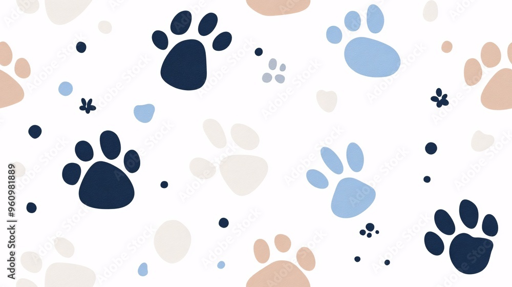 Paw Prints Pattern: A whimsical and charming seamless pattern featuring ...