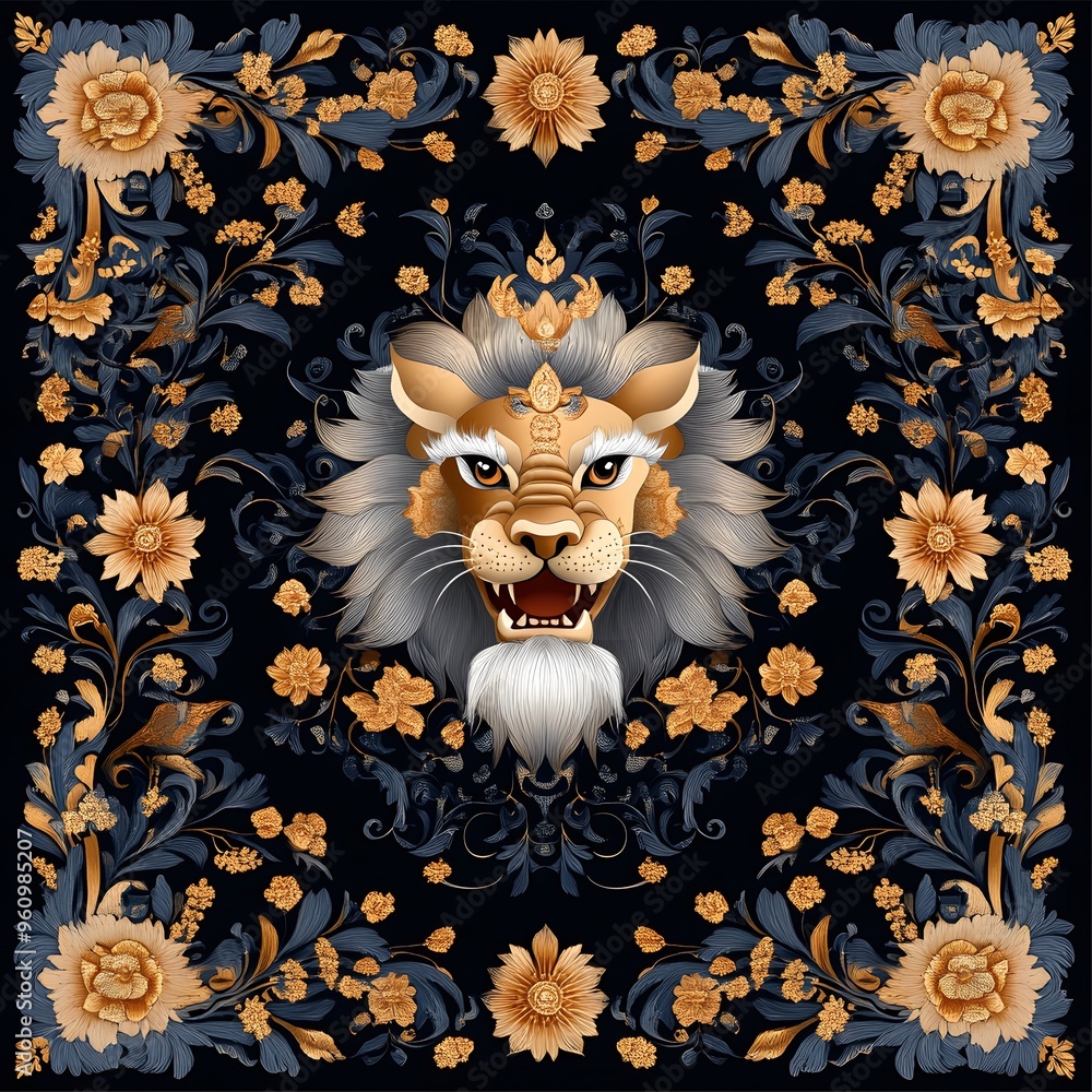 Balinese Barong Pattern A pattern featuring the Barong, a lionlike ...