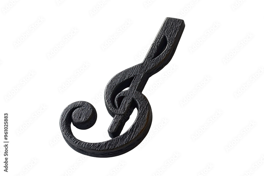 A decorative representation of a treble clef symbolized in a sleek and ...