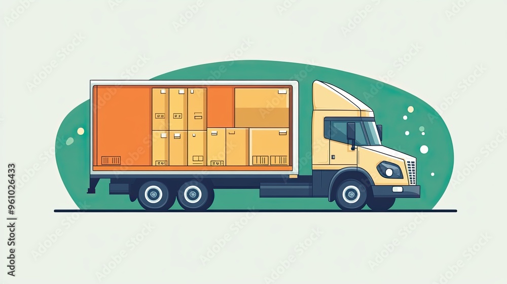 Same-day shipping flat design side view logistics cartoon drawing Split ...