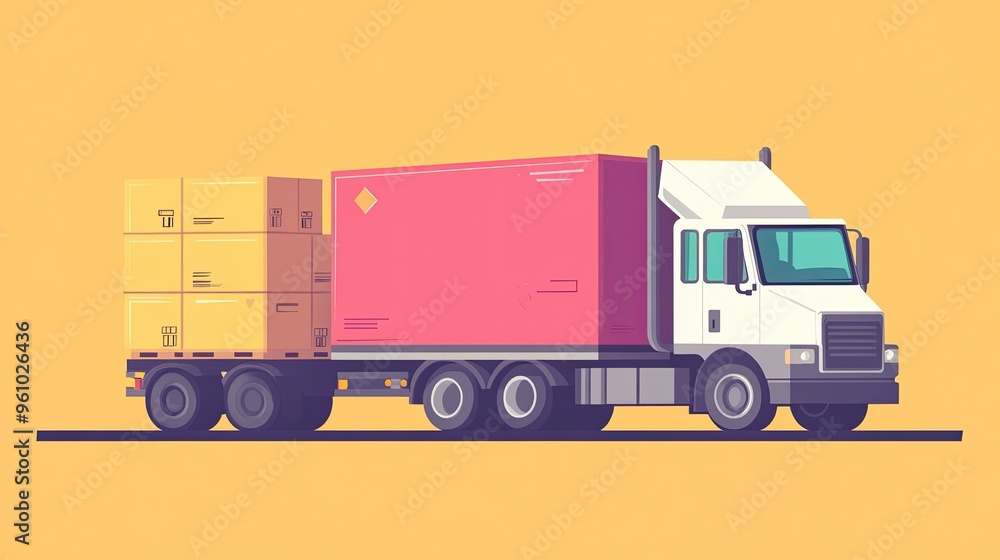 Same-day shipping flat design side view logistics cartoon drawing Split ...