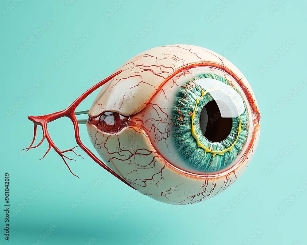 Photo & Art Print A 3D anatomical model of the human eye, showing the ...
