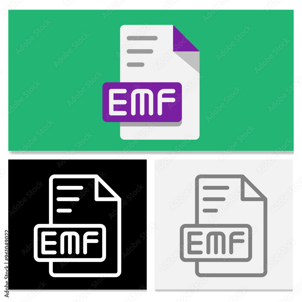 Emf document file format with flat style. file format flat icons ...