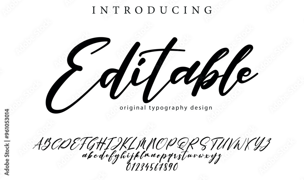 Editable Font Stylish brush painted an uppercase vector letters ...