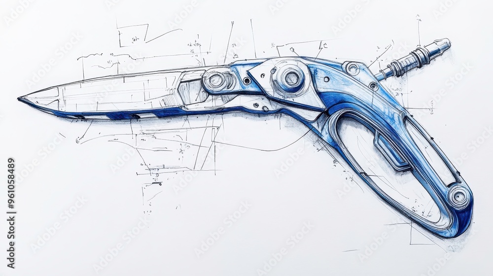 Technical sketch of pliers with clear structural lines, focusing on the ...