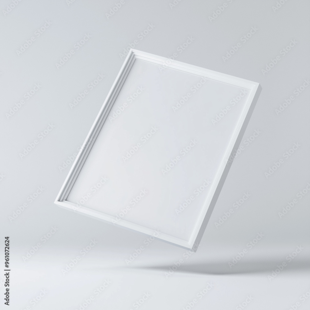 mockup of photo frame flying in the air with blank, isolated on clean ...