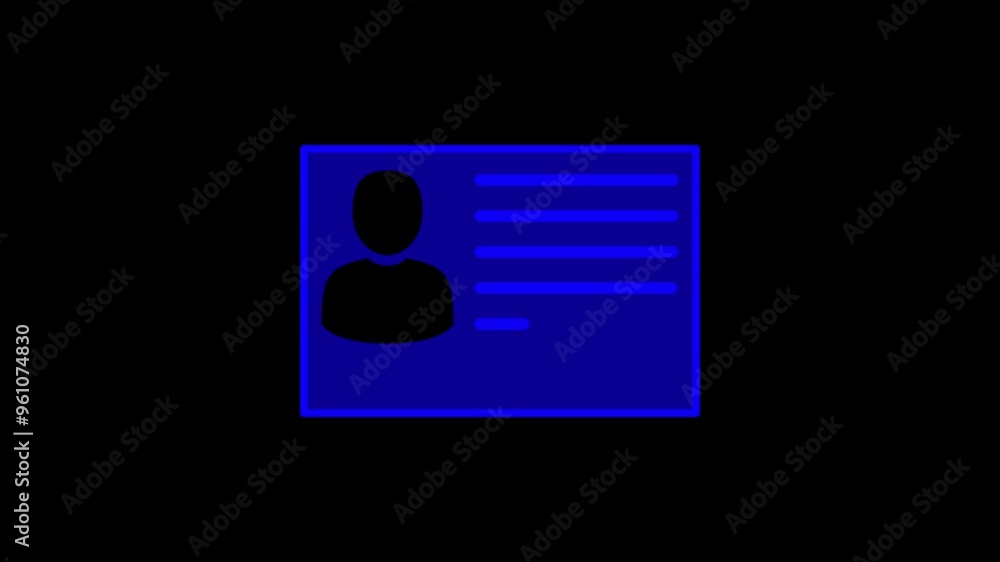 ID Card icon. Neon Identification card outline icon . Driver's license ...