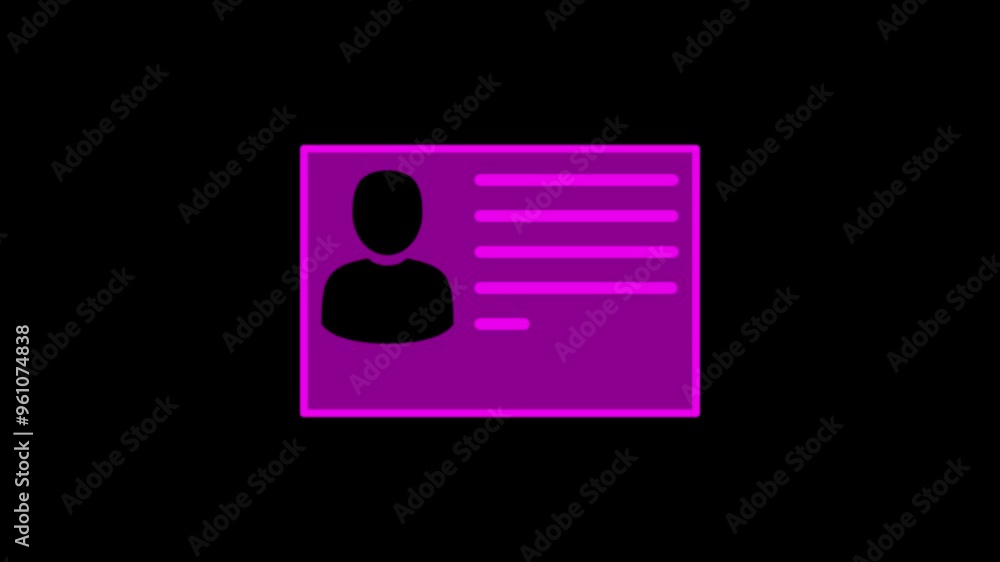 ID Card icon. Neon Identification card outline icon . Driver's license ...