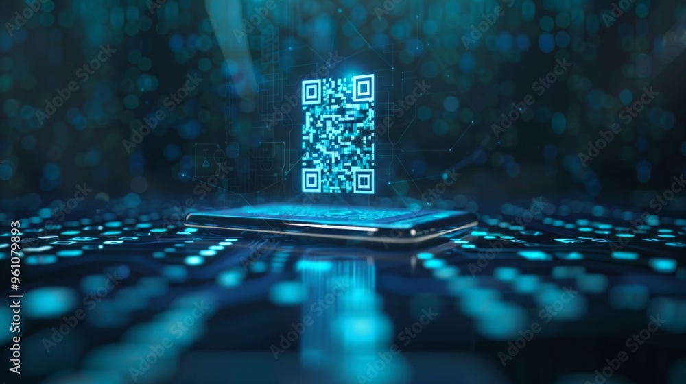 QR Code Hologram on a Smartphone Stock Illustration | Adobe Stock