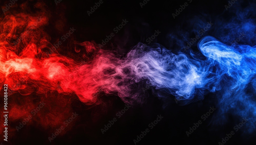 ภาพประกอบสต็อก Abstract red and blue colored smoke with neon pink and ...