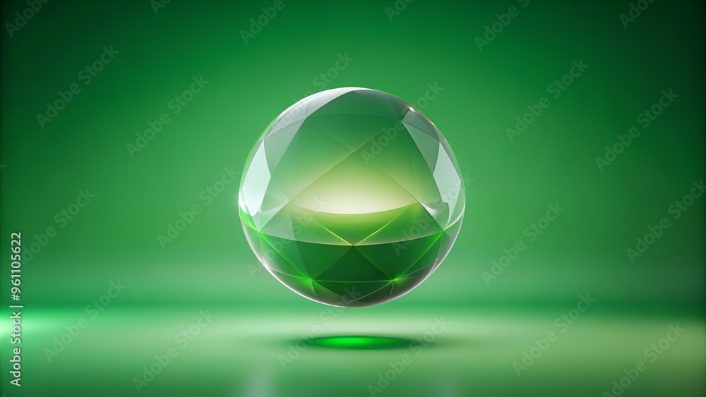 mysterious glowing green sphere with a transparent shell, emitting a ...