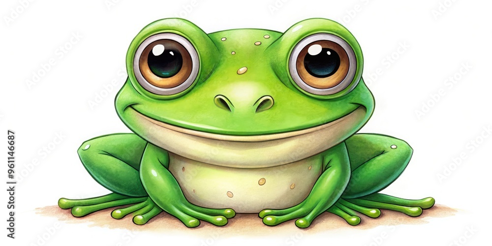 Adorable cartoon frog illustration tutorial with step-by-step guide on ...