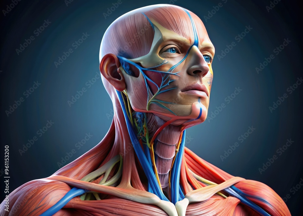 An Anatomical Image Of The Neck Muscles, Highlighting Their Structure ...