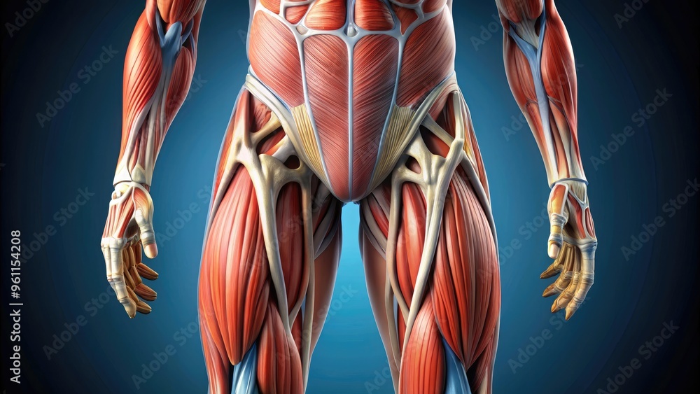 Anatomical Illustration Of The Muscles Of The Upper Thigh, Showcasing ...