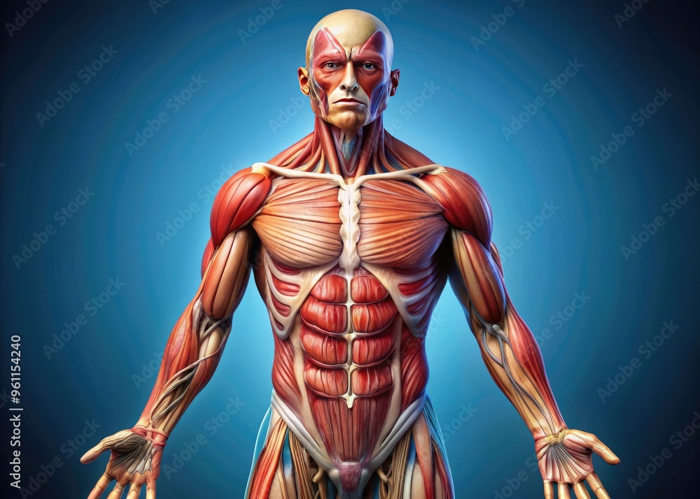 Anatomical Illustration Showcasing The Muscular System, Skeletal ...