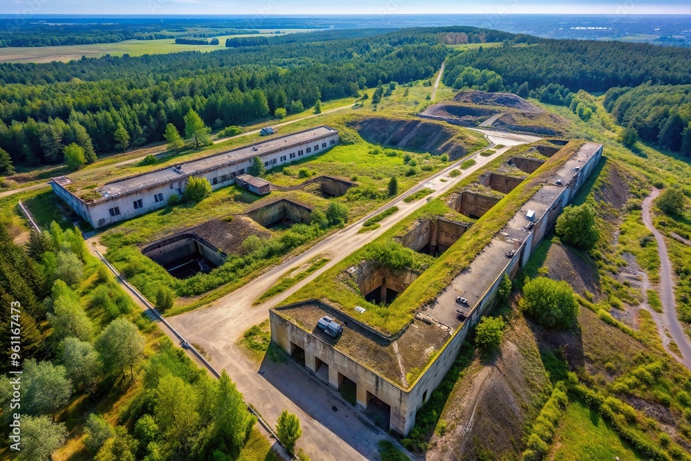 Abandoned underground fortification a decaying building resembling a ...