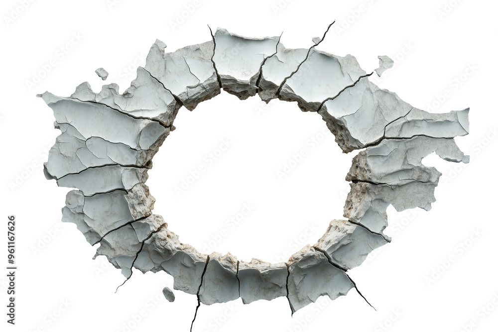 Hole in the wall. An impact hole, bullet hole on the wall. Hole with ...