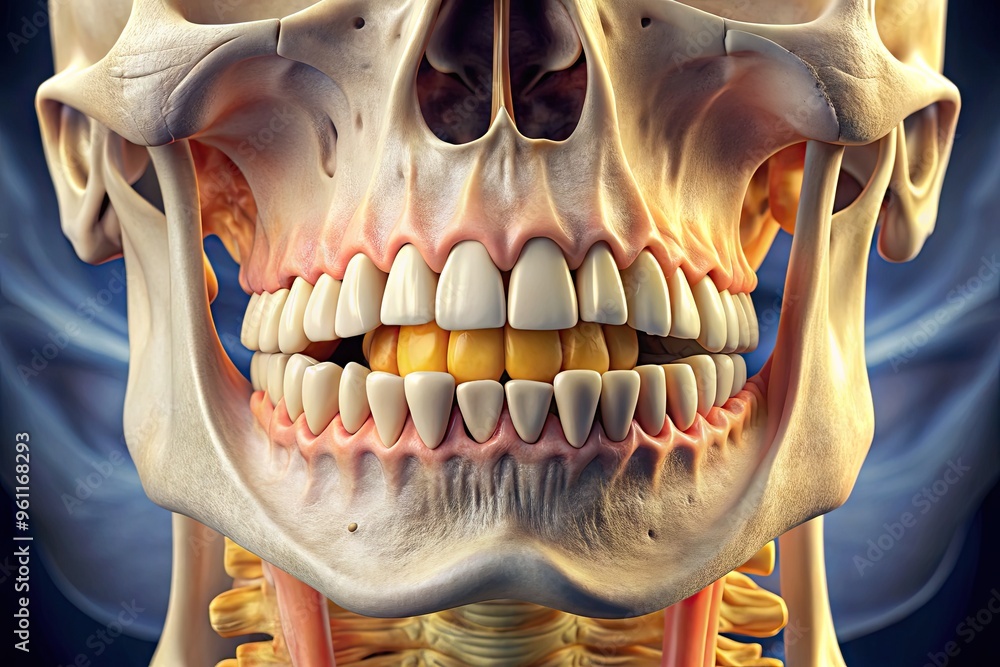 Close-Up Image Of A Human Jaw Bone Showing The Alveolar Processes ...